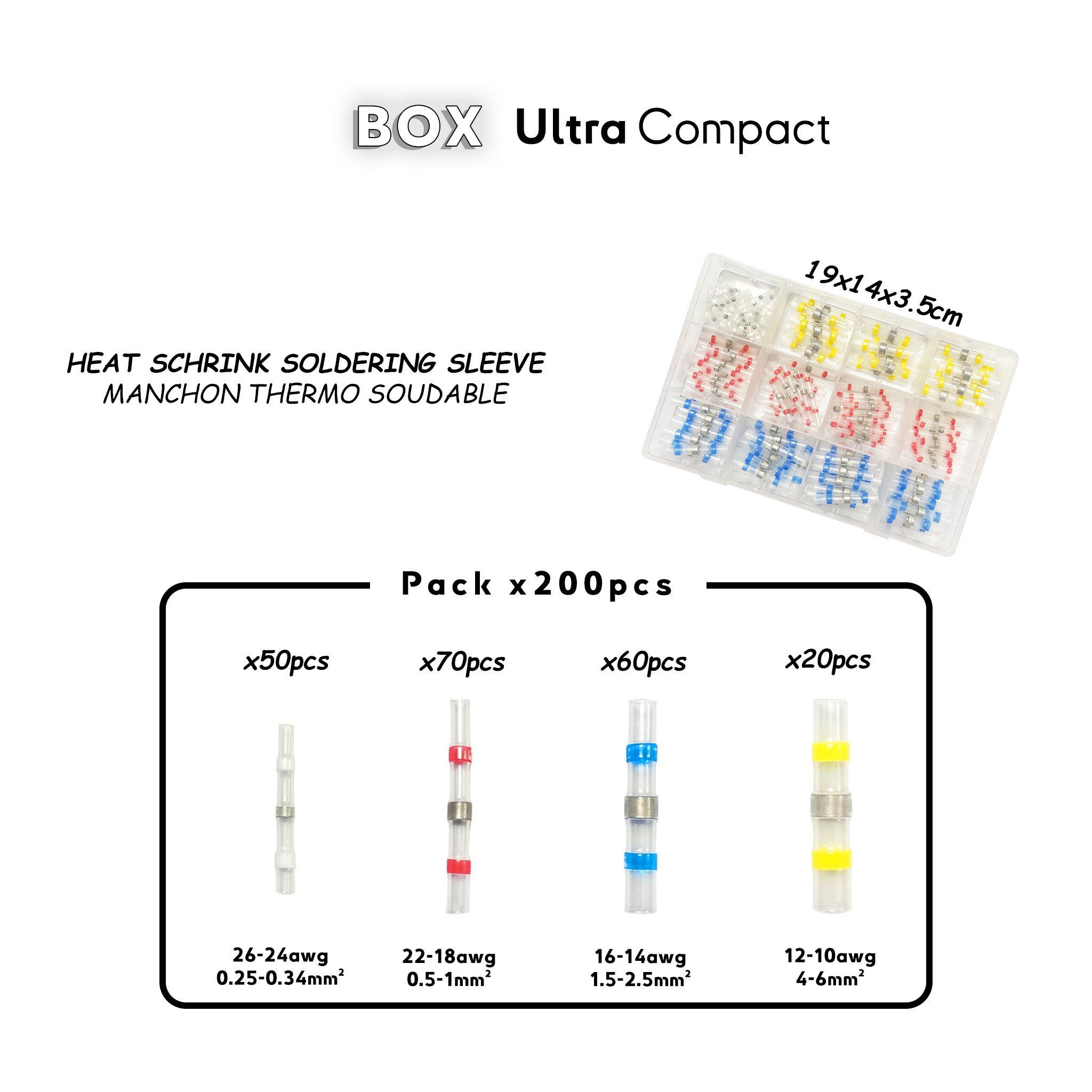 Heat shrink soldering sleeves, Kit 200pcs, Waterproof IP67 – BAYWATT